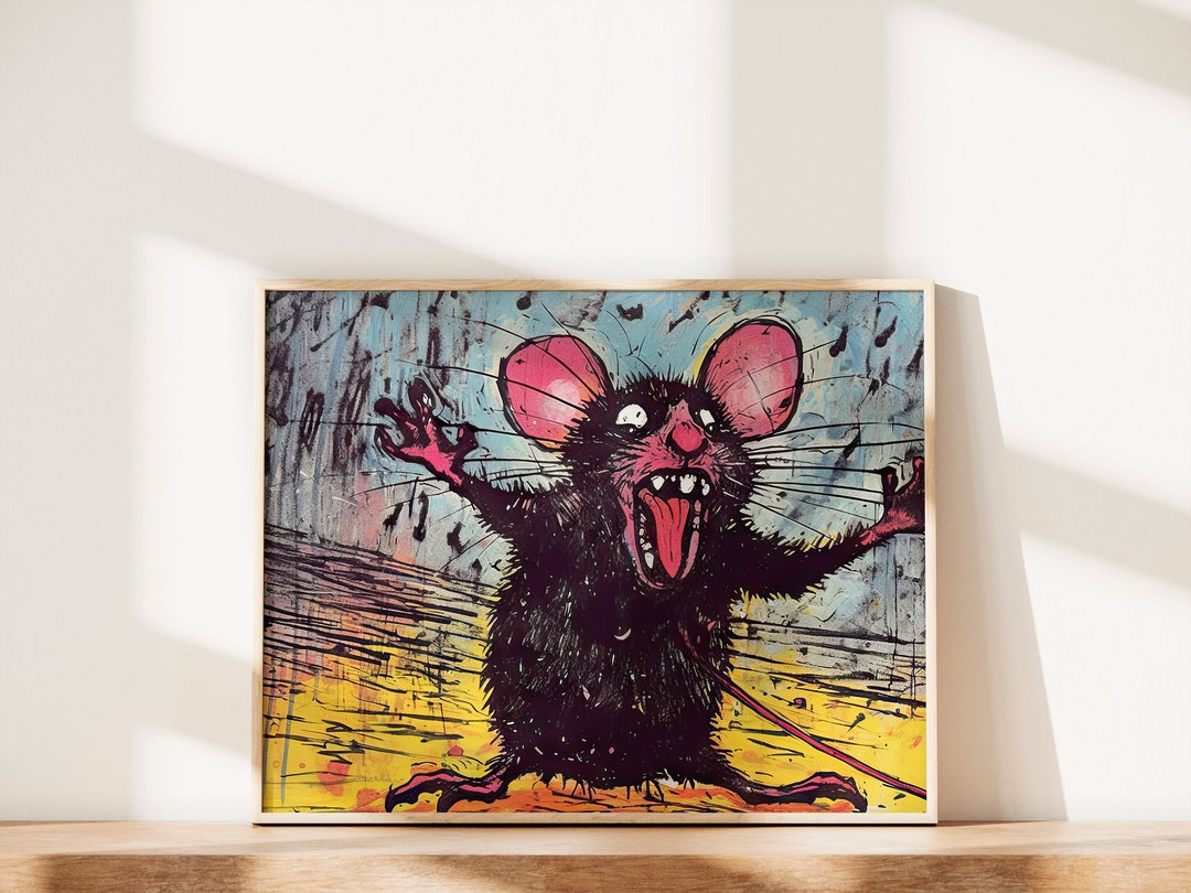 Neo-expressionist Cartoon Mouse Style 4 Living Room Art Office Art ...