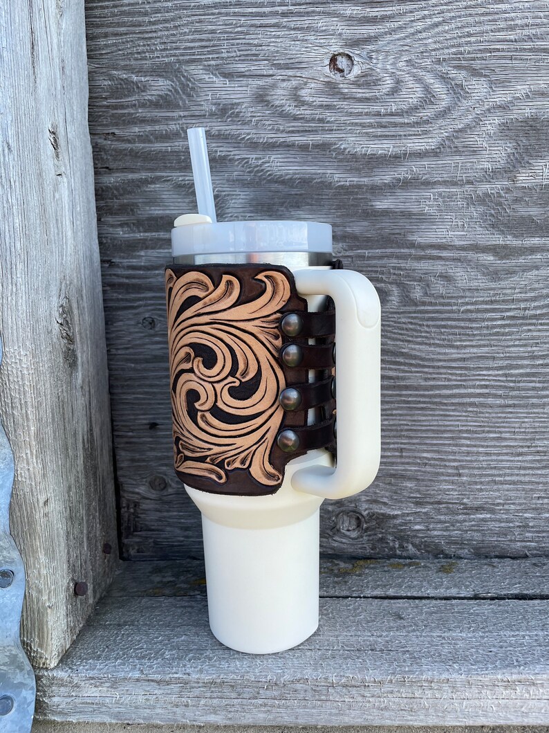 Stanley Leather Tooled Cup Wrap - Etsy