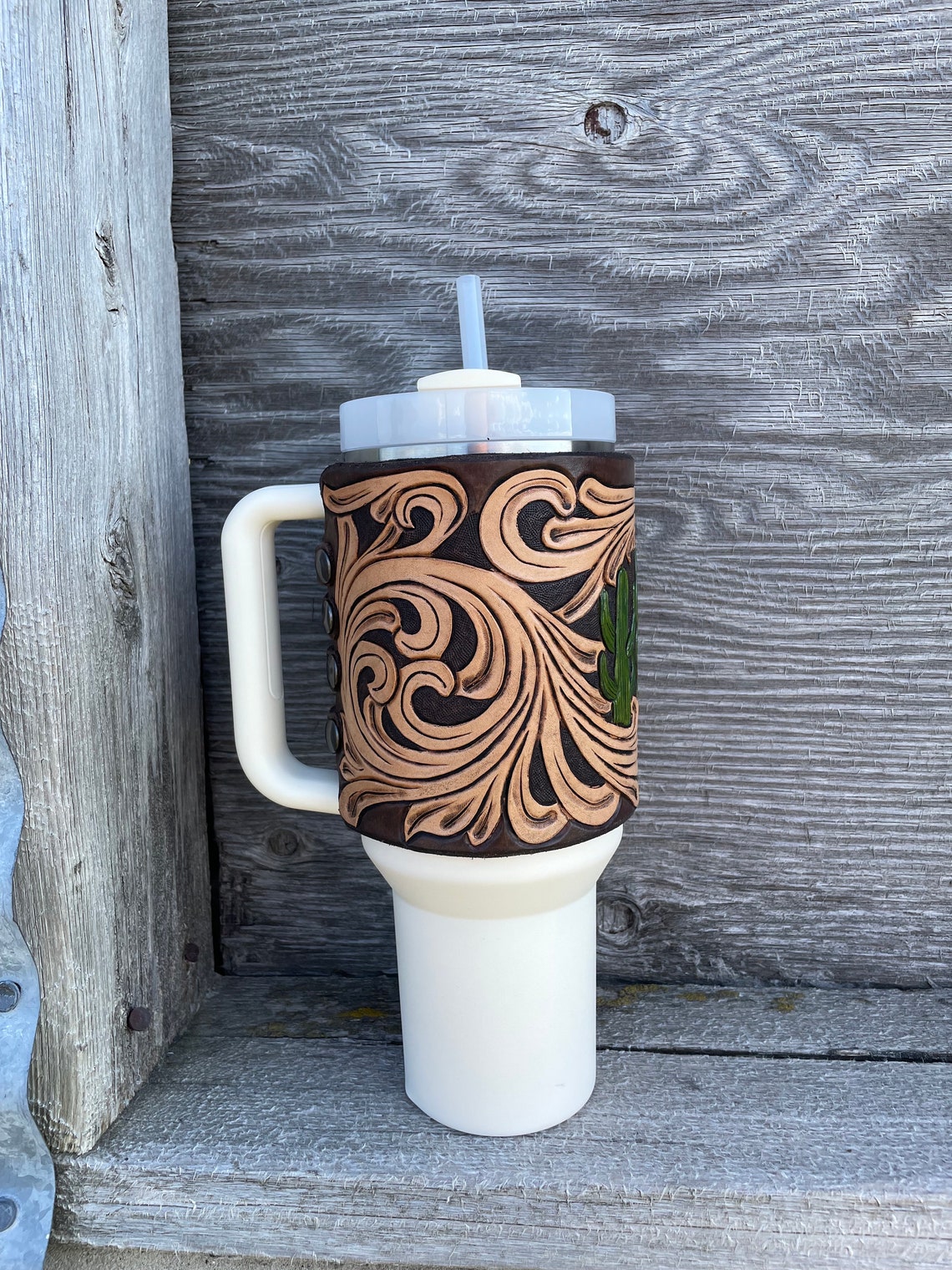 Stanley Leather Tooled Cup Wrap - Etsy