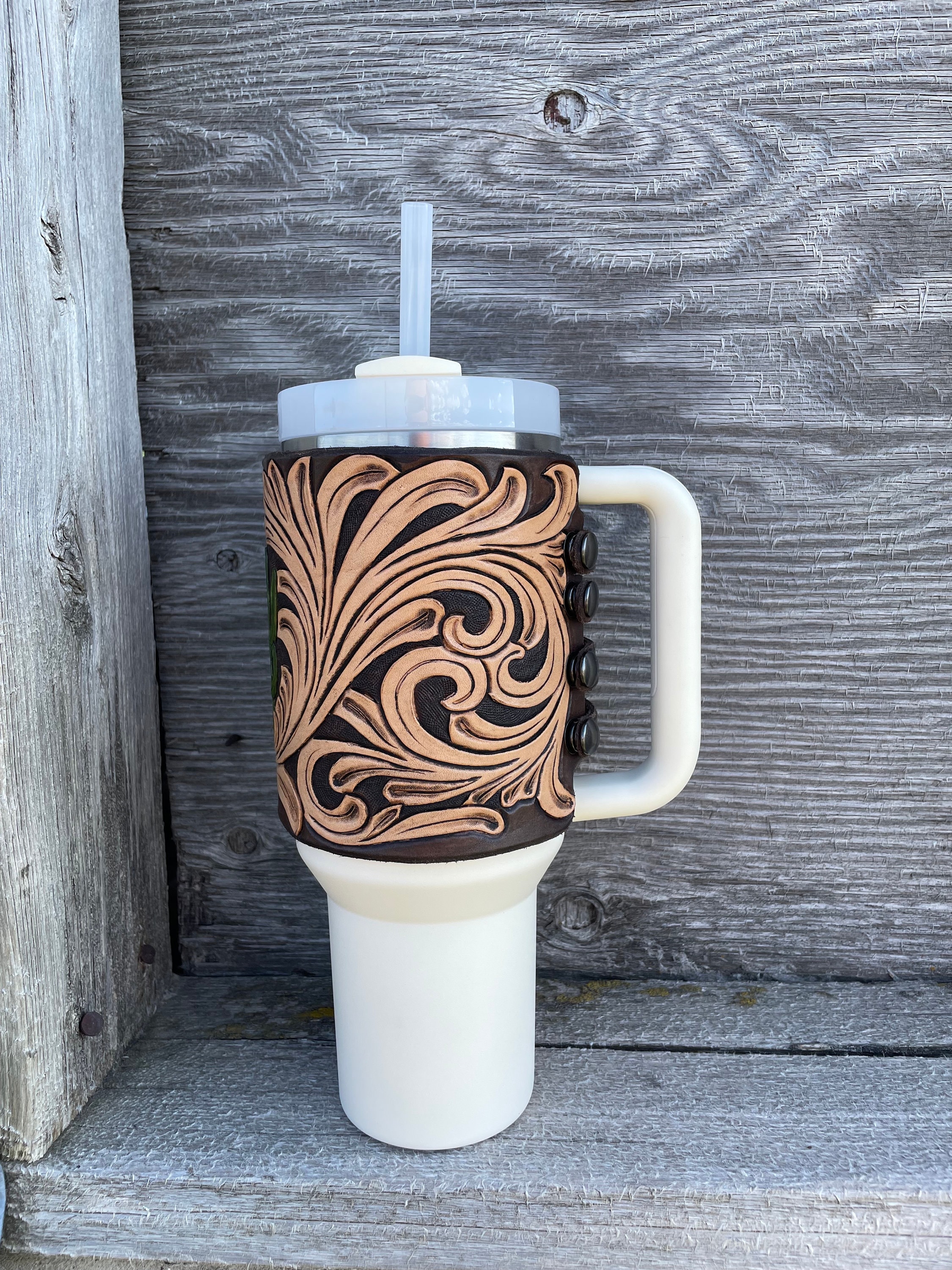 Stanley Leather Tooled Cup Wrap - Etsy