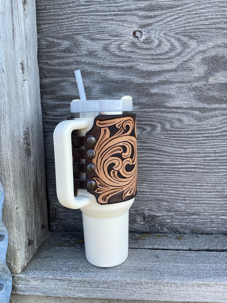 Stanley Leather Tooled Cup Wrap - Etsy