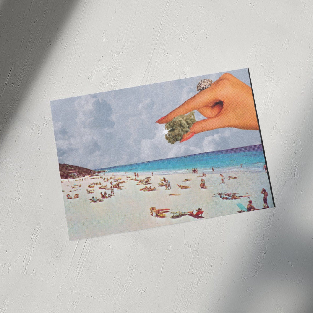 Retro Cannabis Art Print Vintage Beach Weed Home Decor - Etsy