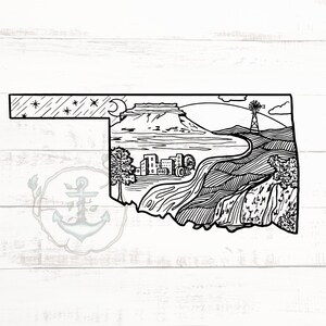 Oklahoma Sketch SVG File for Shirts, Mugs, Prints | State Print ...