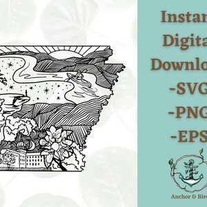 Arkansas Sketch SVG File for Shirts, Mugs, Prints | State Print ...