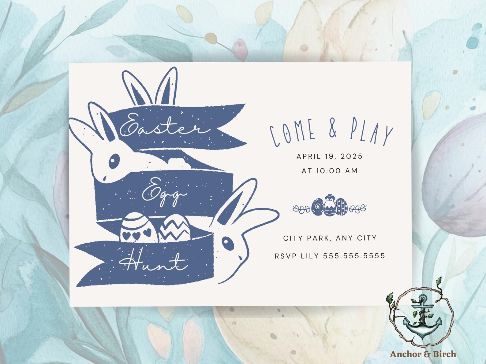 Easter Invitation Minimalist | Printable Easter Invite | Playful Easter ...