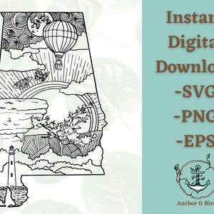 Alabama Sketch SVG File for Shirts, Mugs, Prints | State Print ...