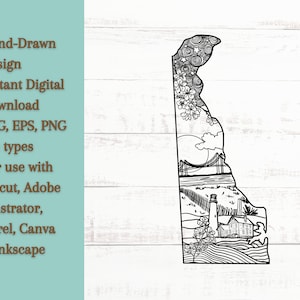 Delaware Sketch SVG File for Shirts, Mugs, Prints | State Print ...