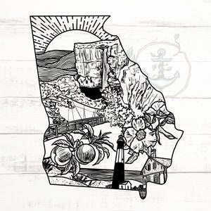 Georgia Sketch SVG File for Shirts, Mugs, Prints | State Print ...