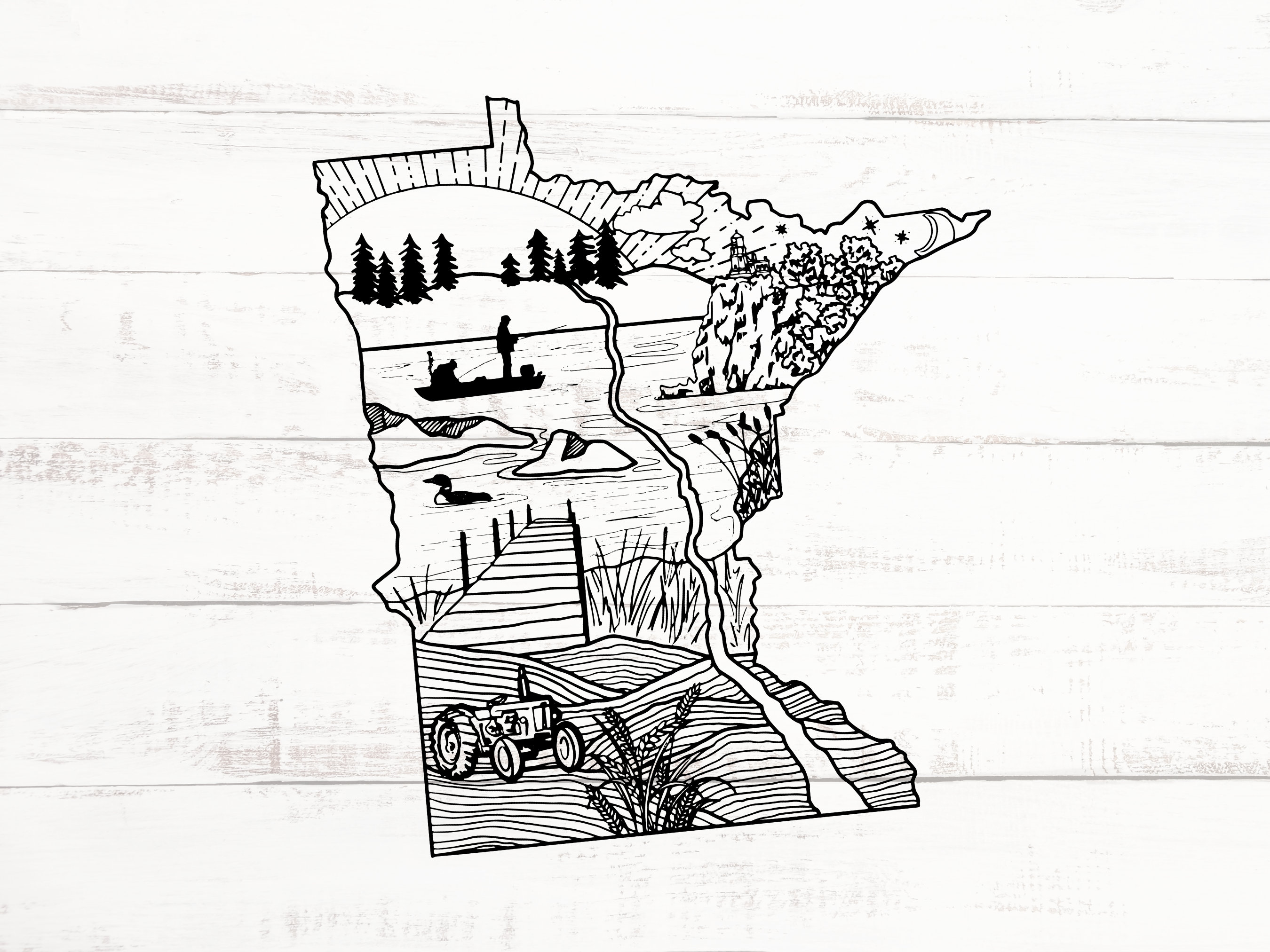 Minnesota Sketch SVG File for Shirts, Mugs, Prints State Print ...