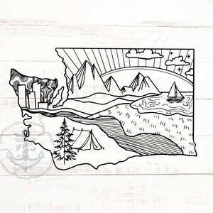 Washington Sketch SVG File for Shirts, Mugs, Prints | State Print ...