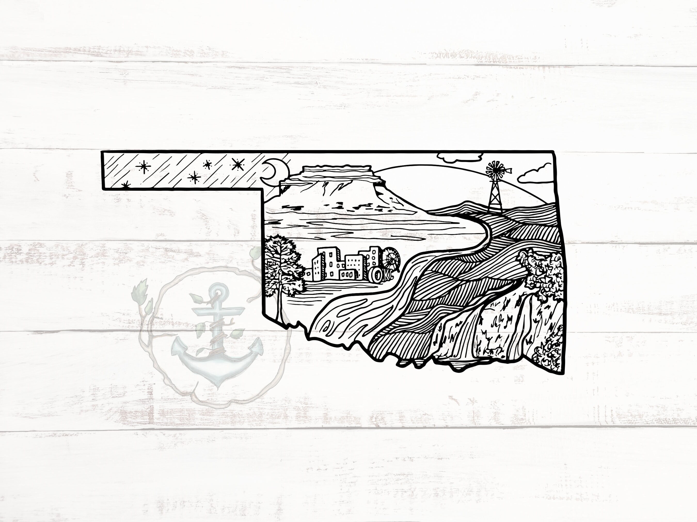 Oklahoma Sketch SVG File for Shirts, Mugs, Prints | State Print ...