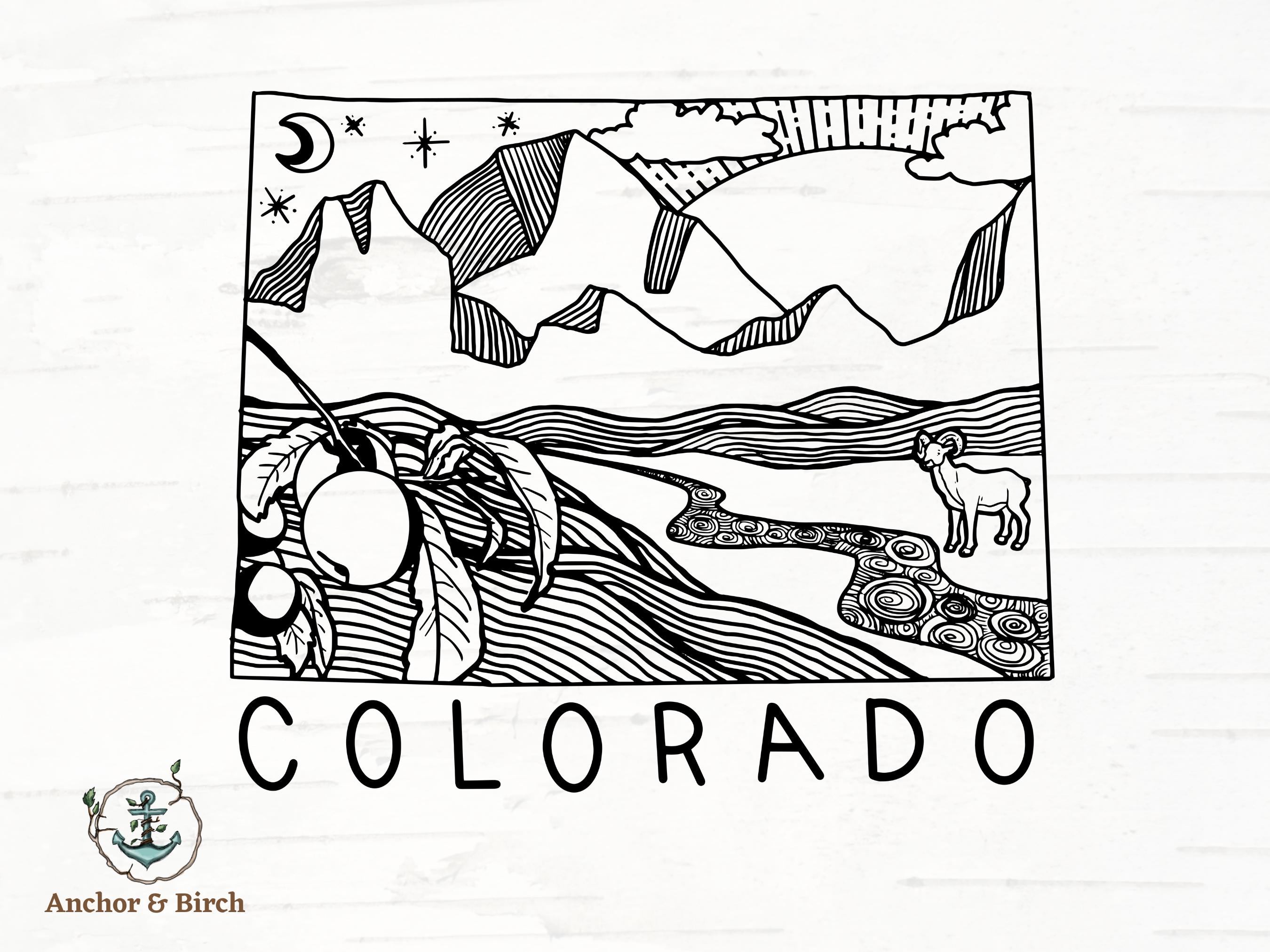 Colorado Sketch SVG File for Shirts, Mugs, Prints | State Print ...