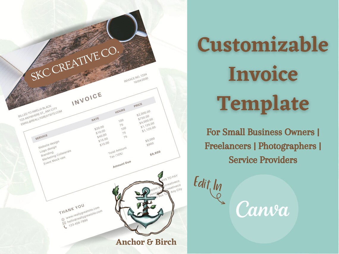 Editable Invoice Template Invoice Template Canva Printable Invoice ...