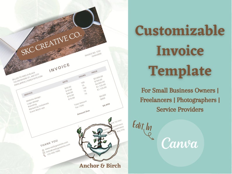 Editable Invoice Template | Invoice Template Canva | Printable Invoice ...