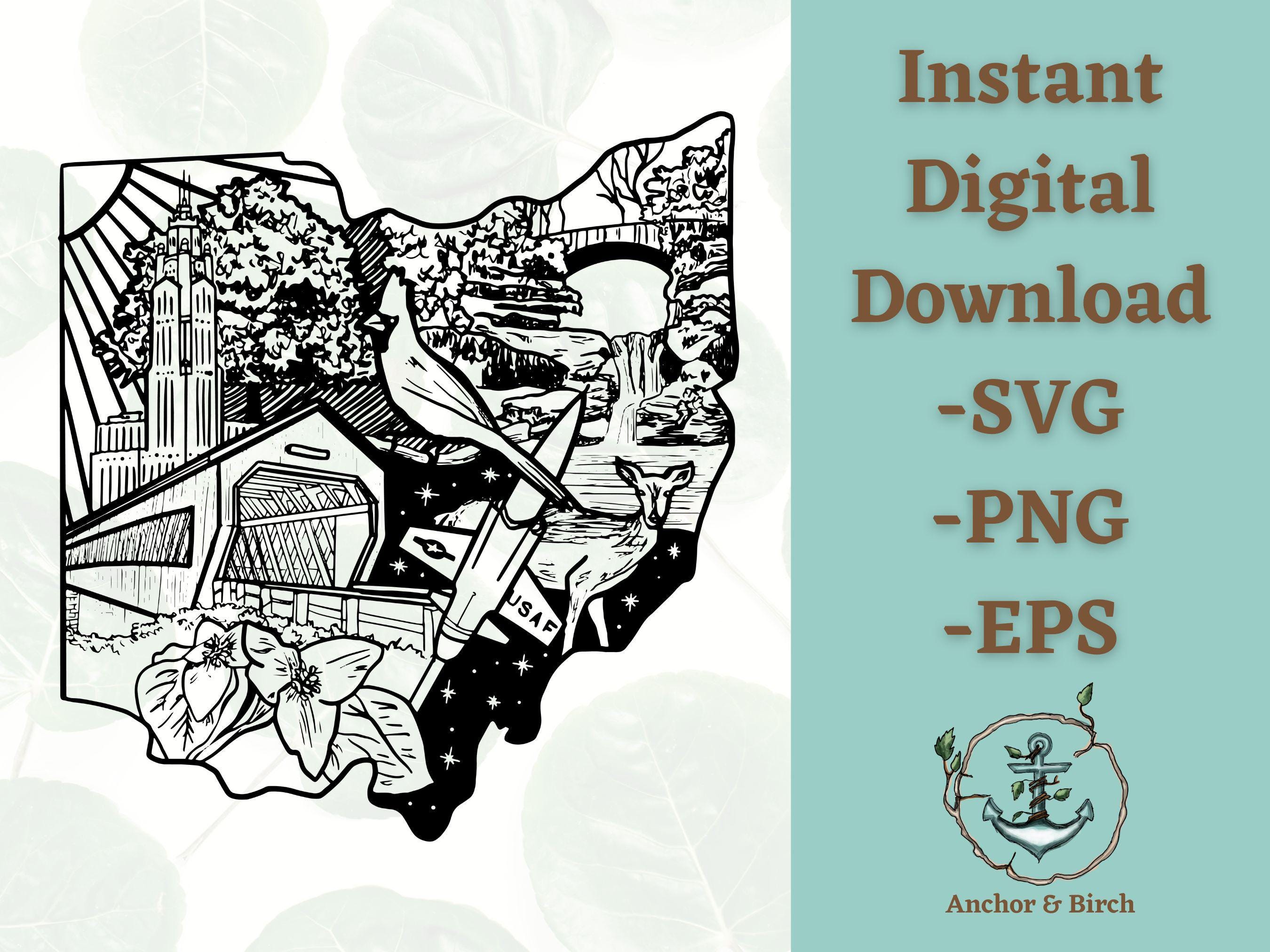 Ohio Sketch SVG File for Shirts, Mugs, Prints | State Print ...