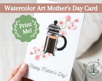 Coffee Themed Mother's Day Card | Printable Mother's Day Card | Digital ...