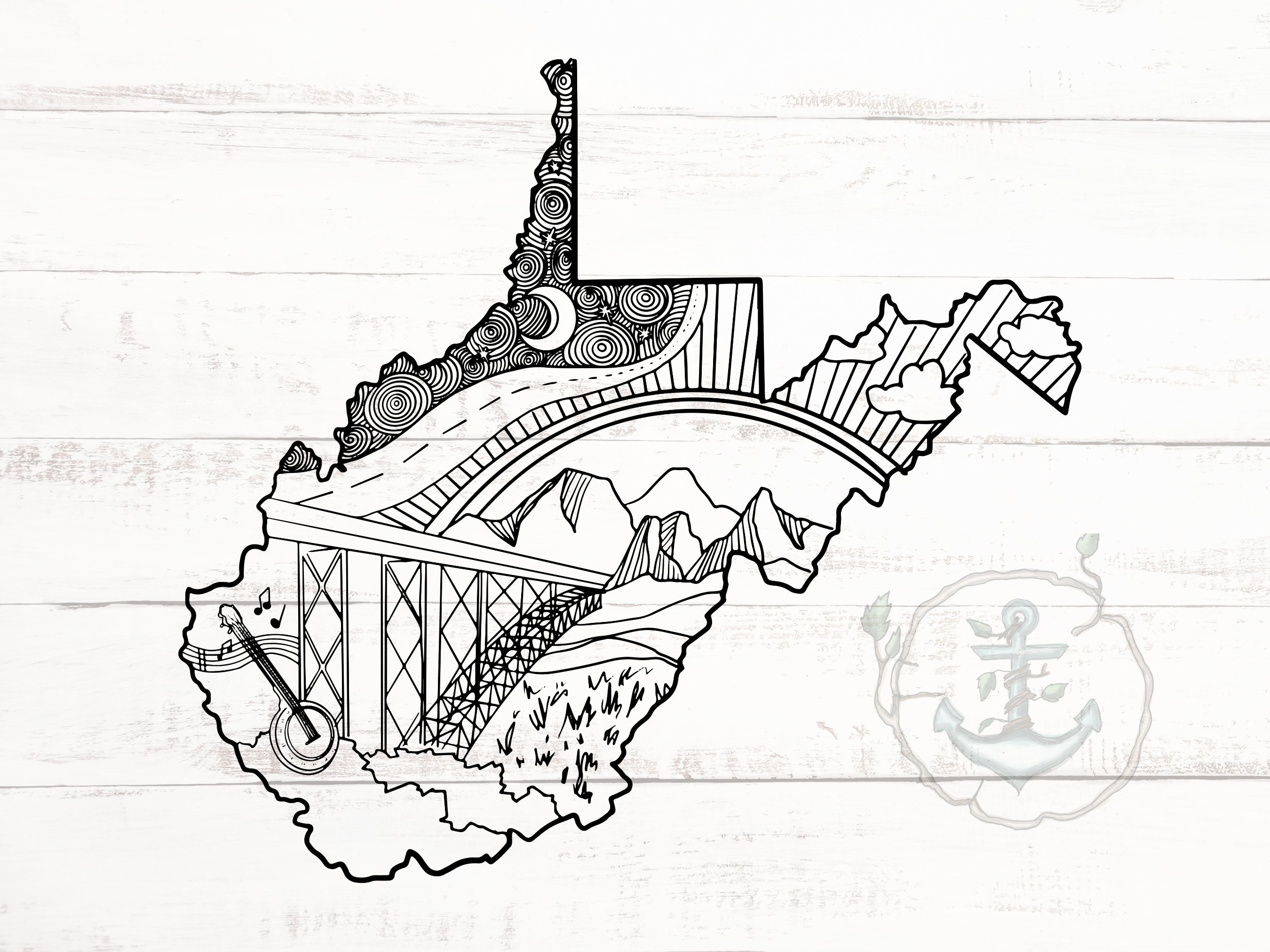 West Virginia Sketch SVG File for Shirts, Mugs, Prints | State Print ...