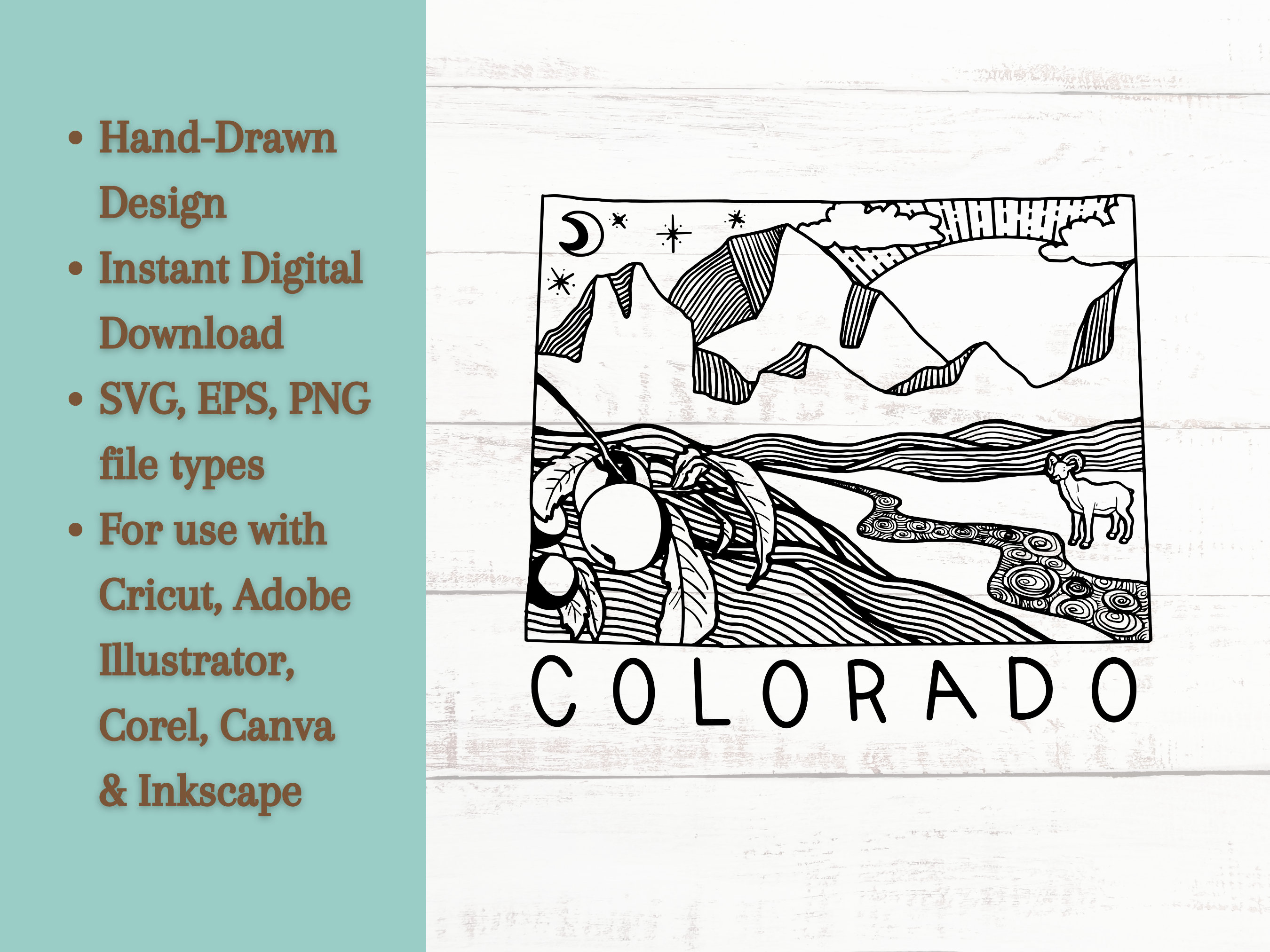 Colorado Sketch SVG File for Shirts, Mugs, Prints | State Print ...