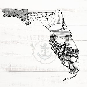 Florida Sketch SVG File for Shirts, Mugs, Prints | State Print ...