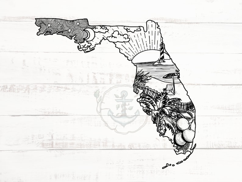 Florida Sketch SVG File for Shirts, Mugs, Prints | State Print ...