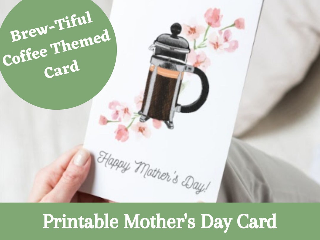 Coffee Themed Mother's Day Card | Printable Mother's Day Card | Digital ...