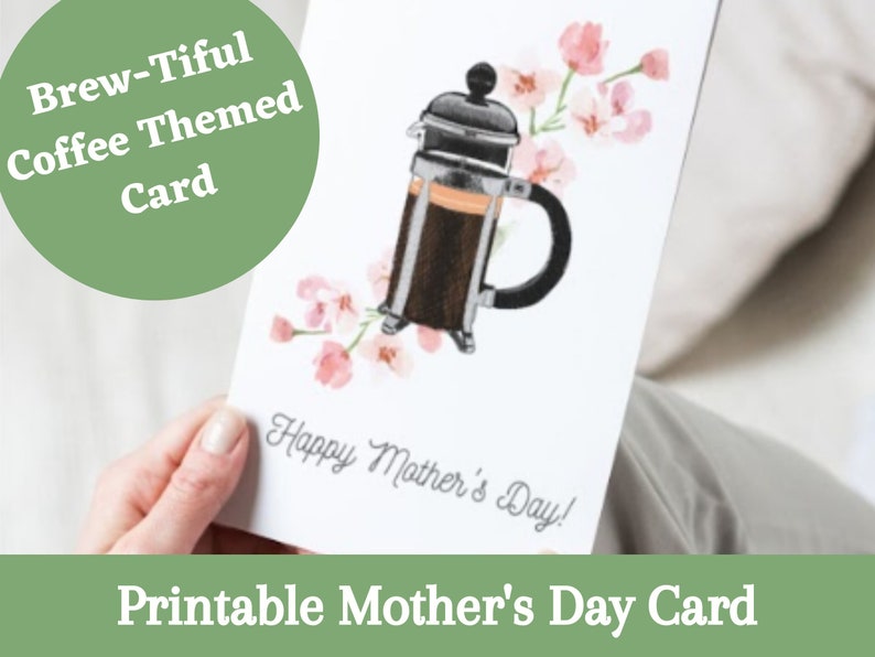 Coffee Themed Mother's Day Card | Printable Mother's Day Card | Digital ...