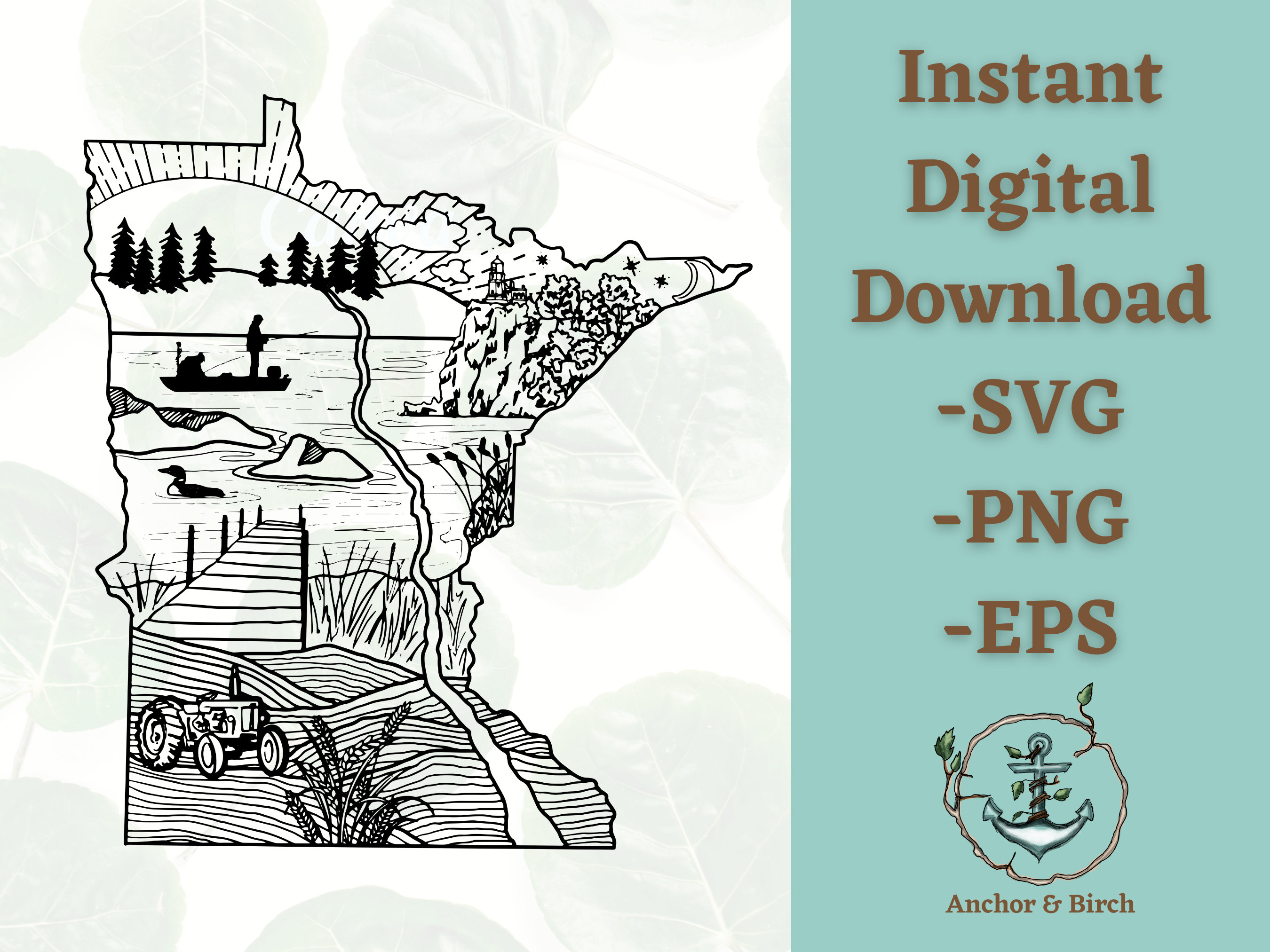 Minnesota Sketch SVG File for Shirts, Mugs, Prints State Print ...