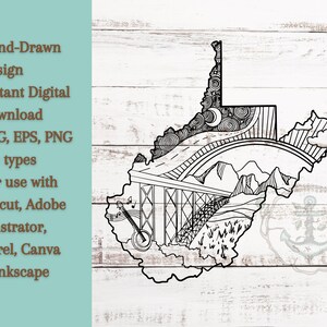 West Virginia Sketch SVG File for Shirts, Mugs, Prints | State Print ...