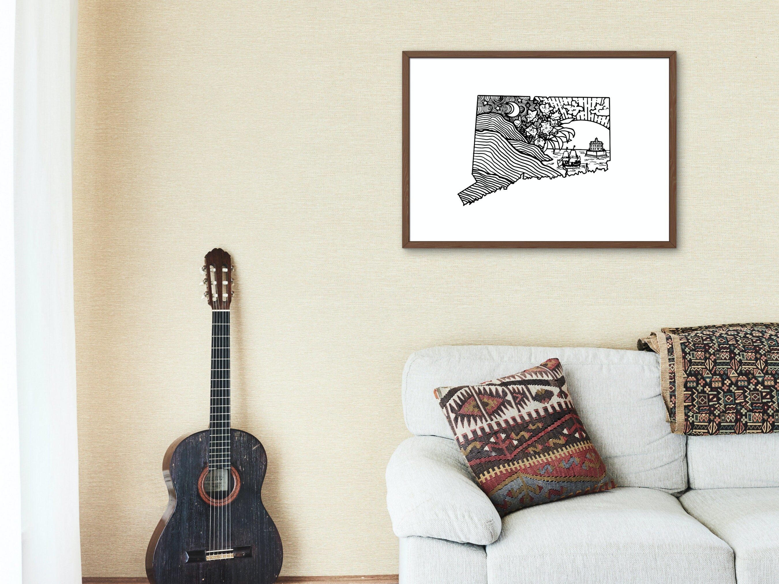 Connecticut Sketch SVG File for Shirts, Mugs, Prints State Print ...