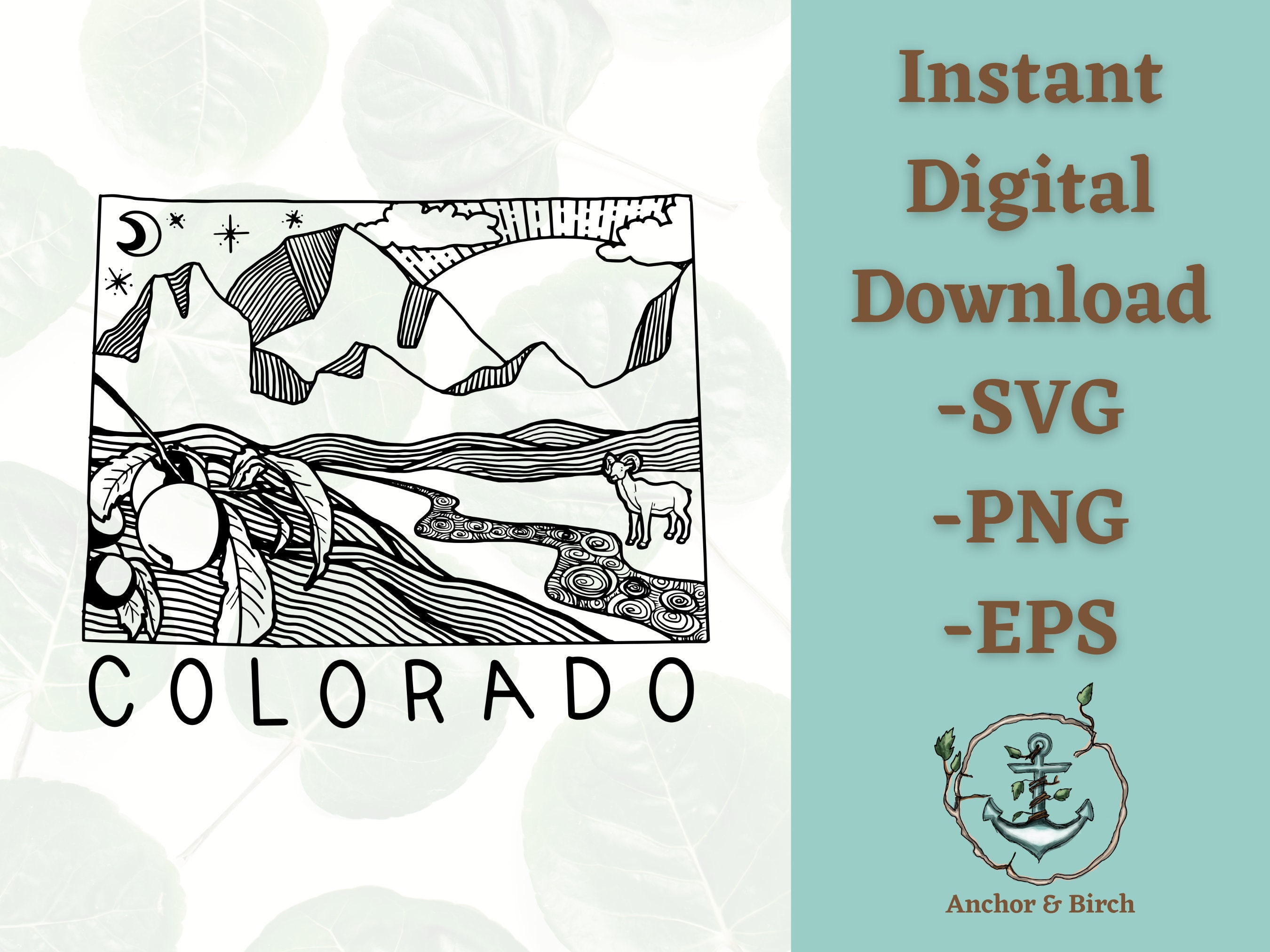 Colorado Sketch SVG File for Shirts, Mugs, Prints State Print ...