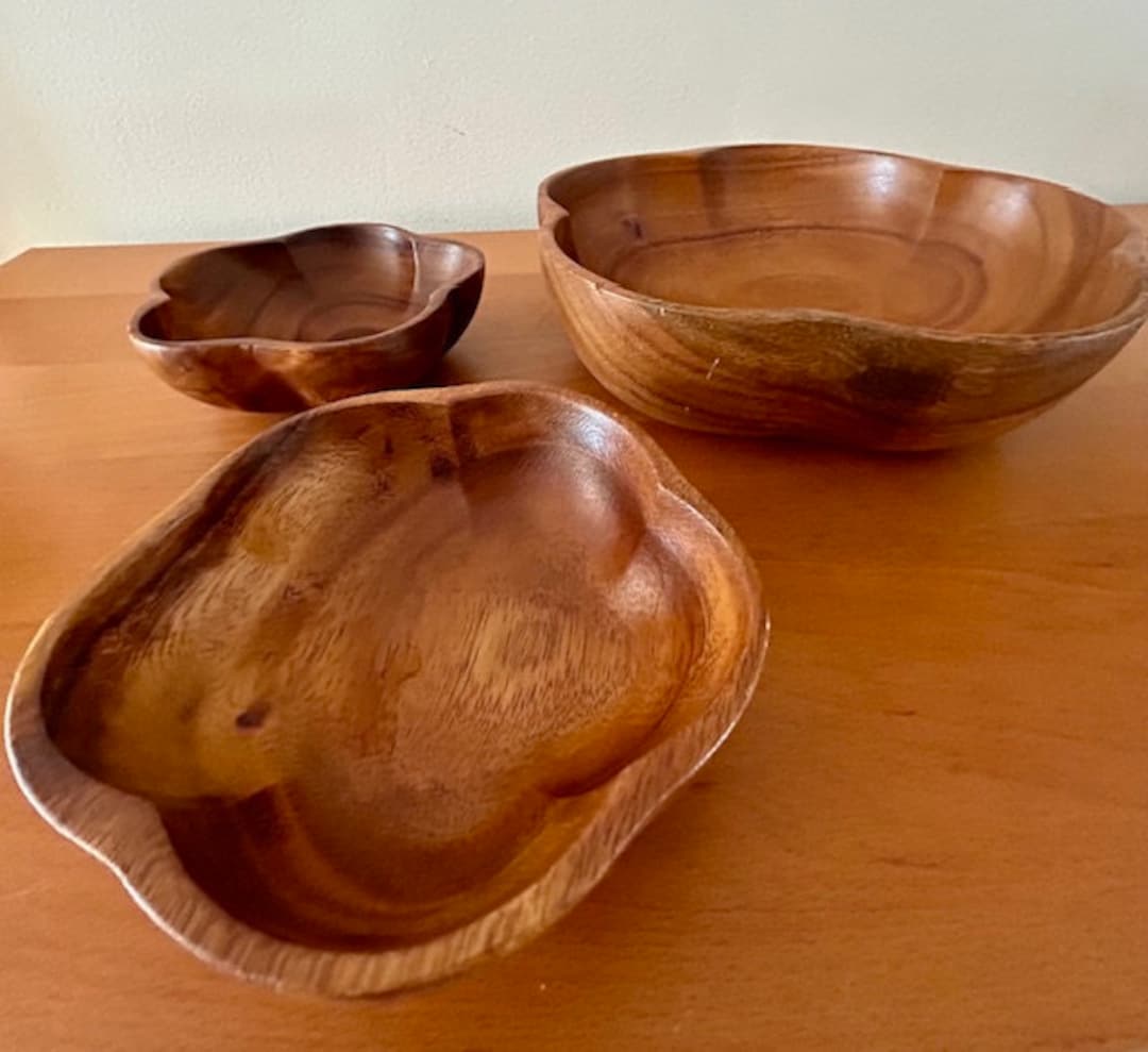 From Philippines - Classic Teak Wooden Bowl Set and Spoon - Etsy