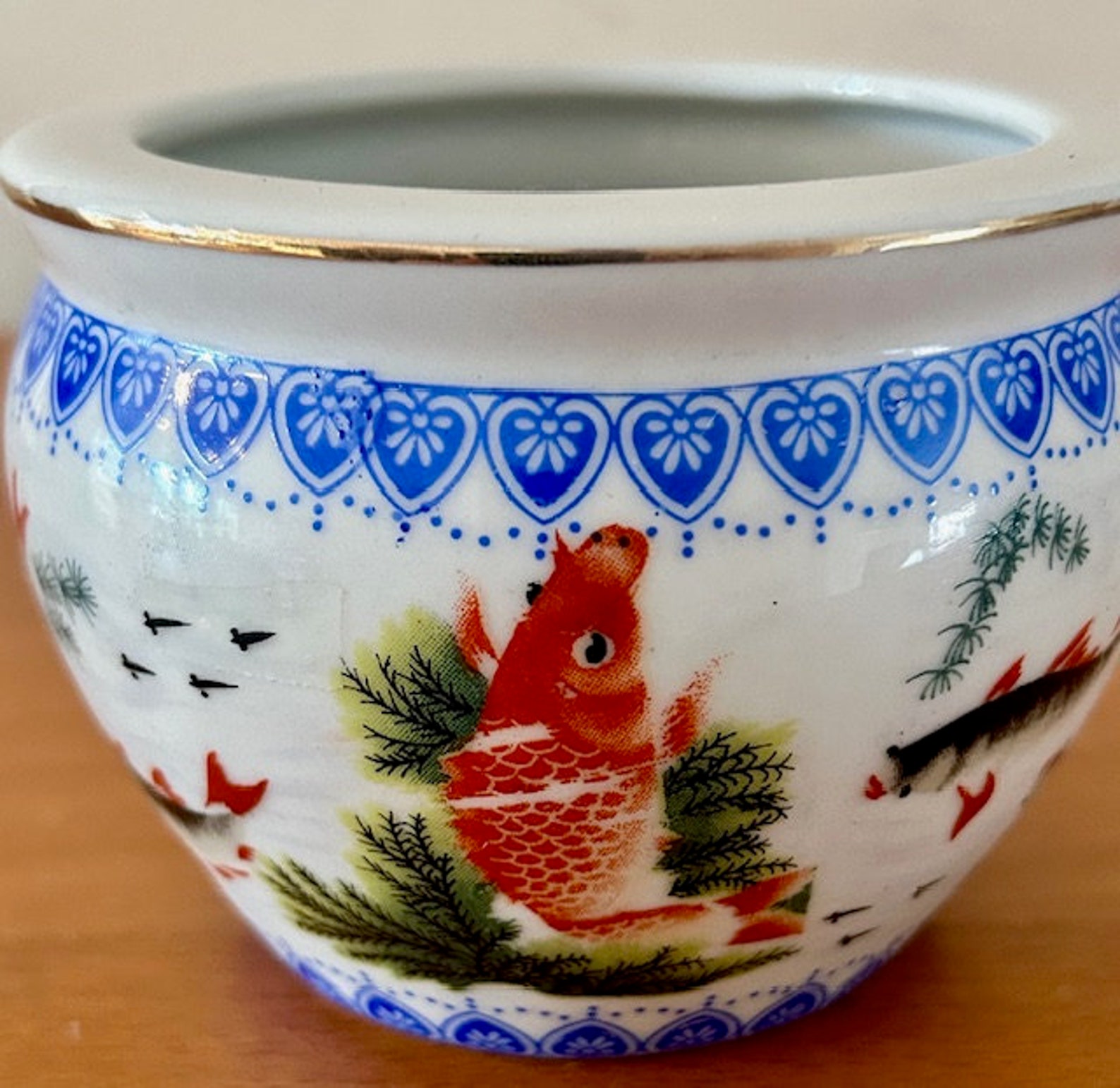 From China - Porcelain Koi Fish Bowl Planter With Stand - Etsy