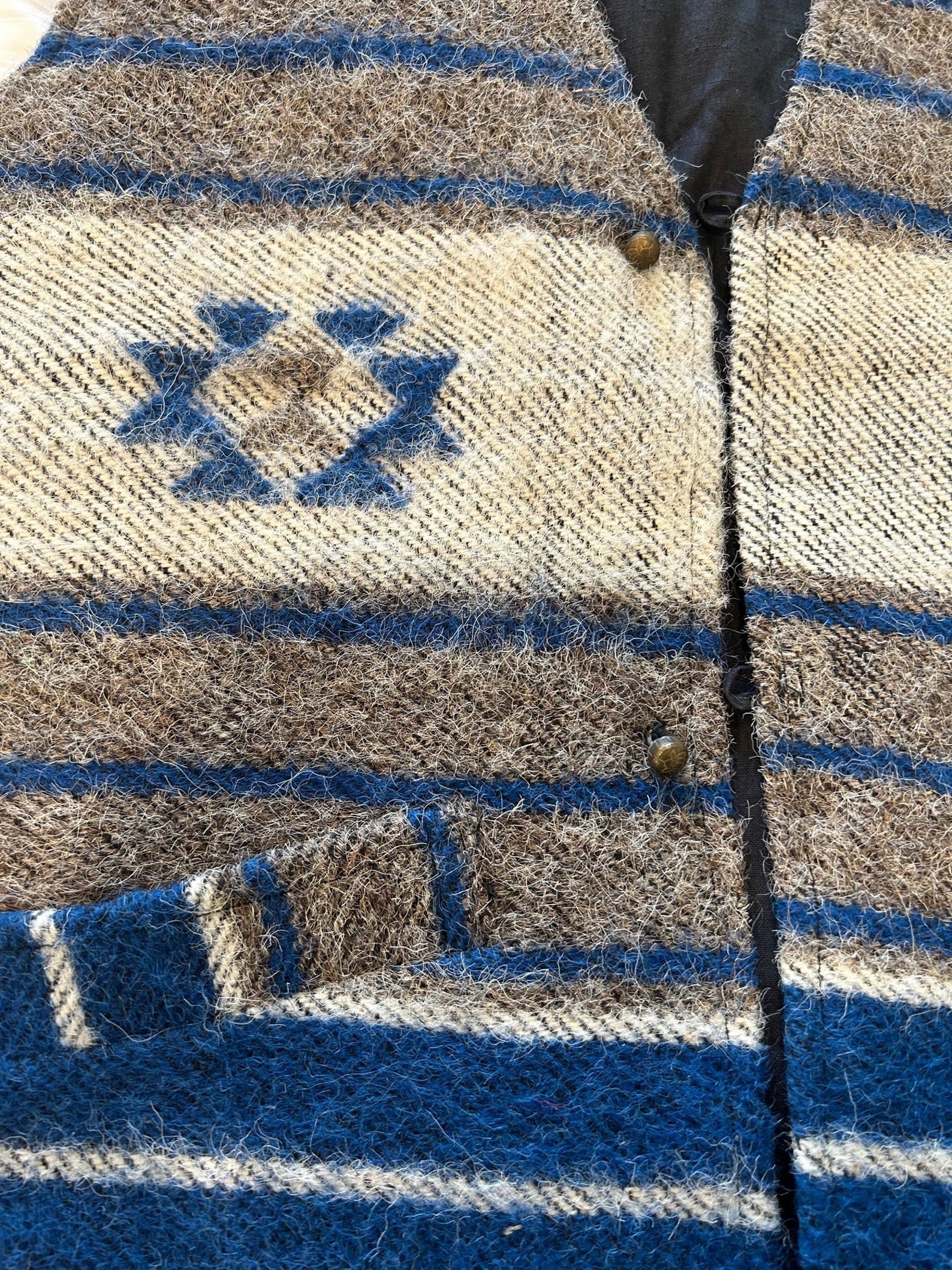 From Nepal- Handmade Vintage Yak Wool Vest / 1980's With Traditional ...
