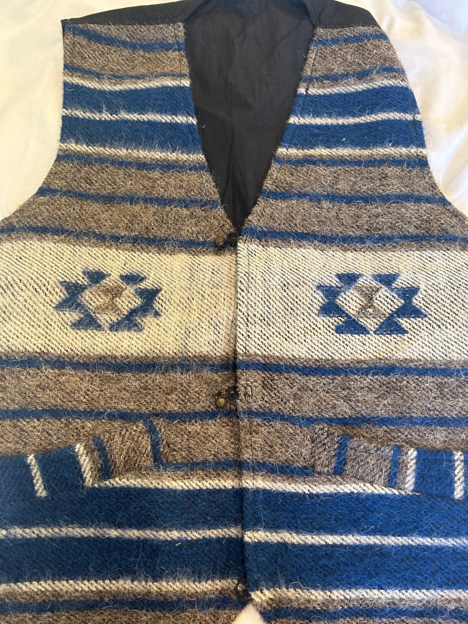 From Nepal- Handmade Vintage Yak Wool Vest / 1980's With Traditional ...