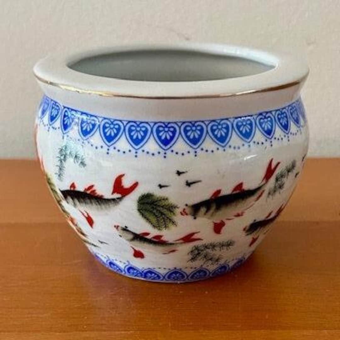 From China - Porcelain Koi Fish Bowl Planter - Etsy