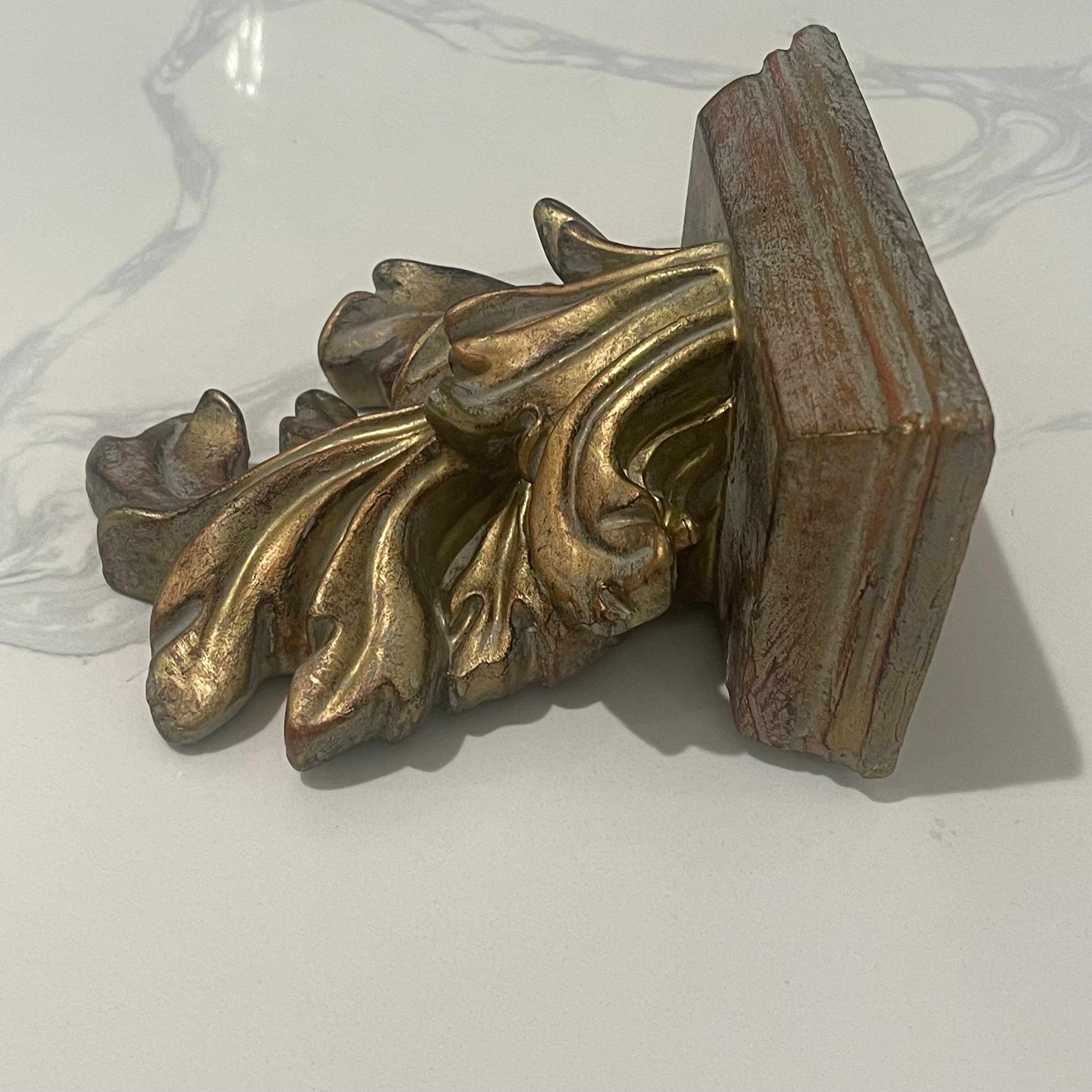 Gold Shelf Sconce Bracket Scroll Filigree Design Book End Shelf Display ...