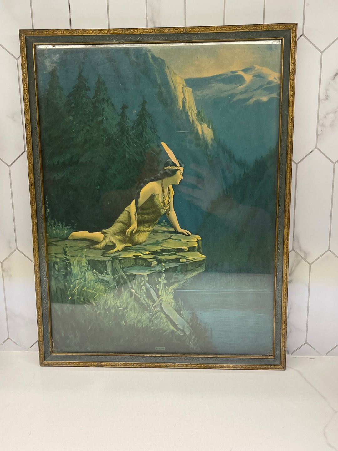 1930s R Atkinson Fox Native American Indian Maiden 17x13” Art Print ...