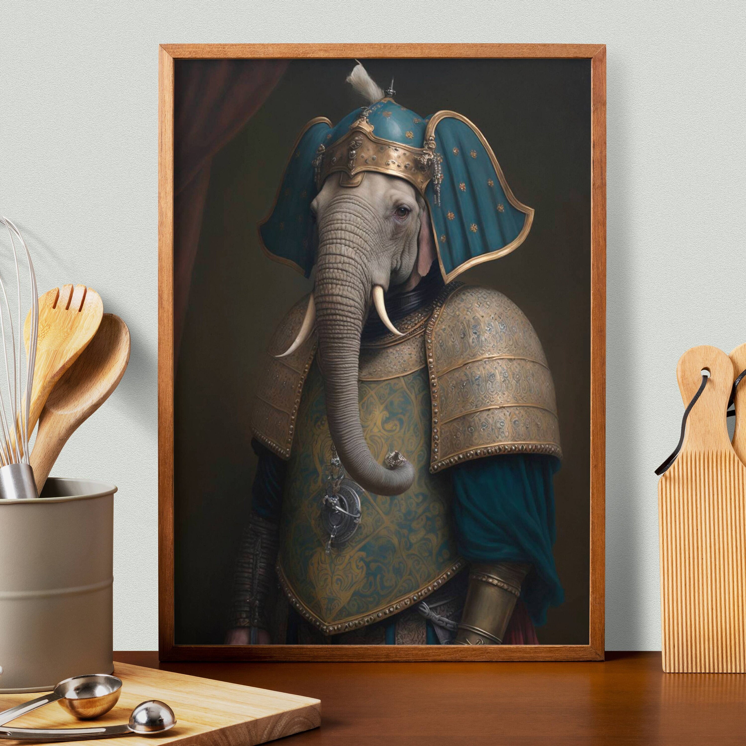 Renaissance Elephant in a Suit Portrait Painting Style, Wall Décor ...