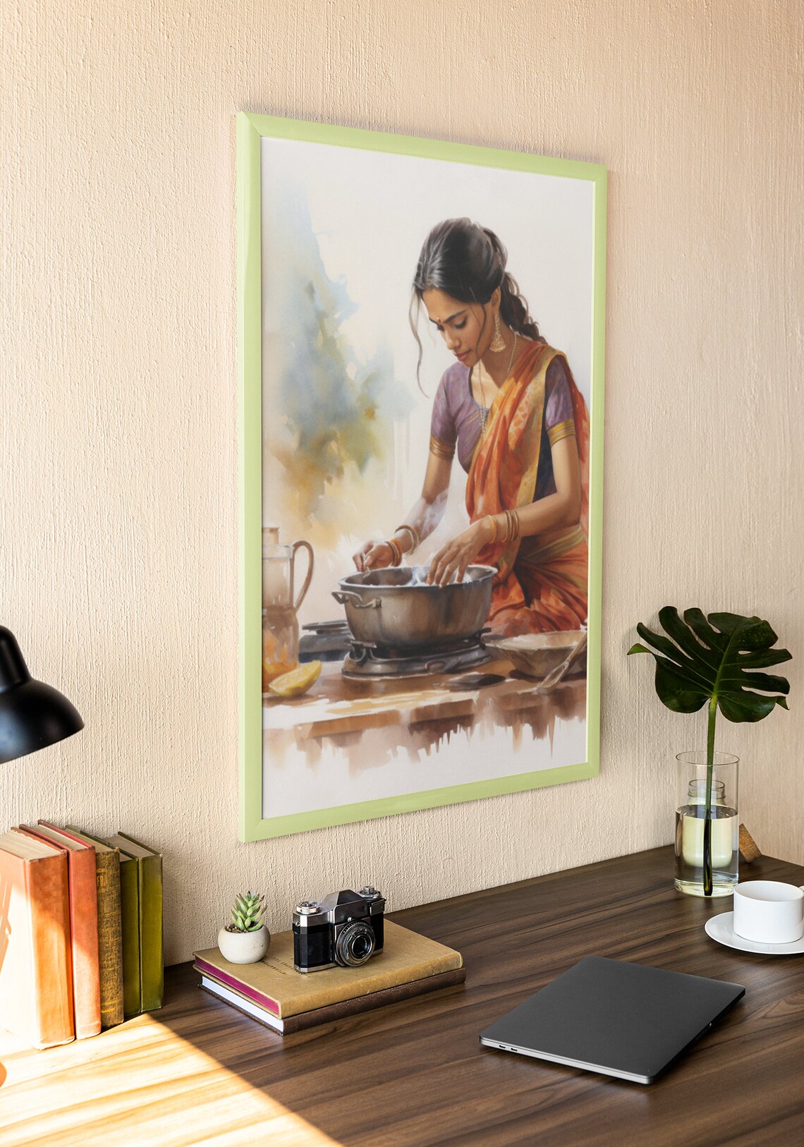 Indian Woman Cooking Art Print, Desi Kitchen Scene (digital Download ...
