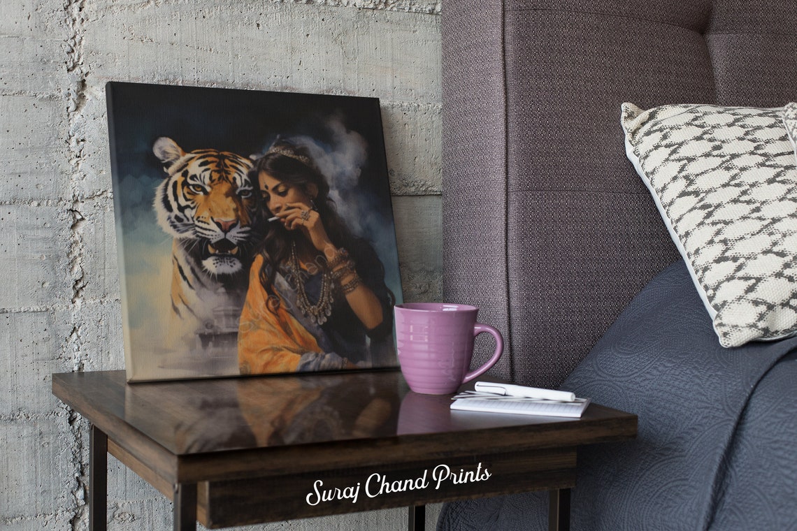 Indian Baddie Art Indian Art Indian Woman With Tiger Art Tiger - Etsy
