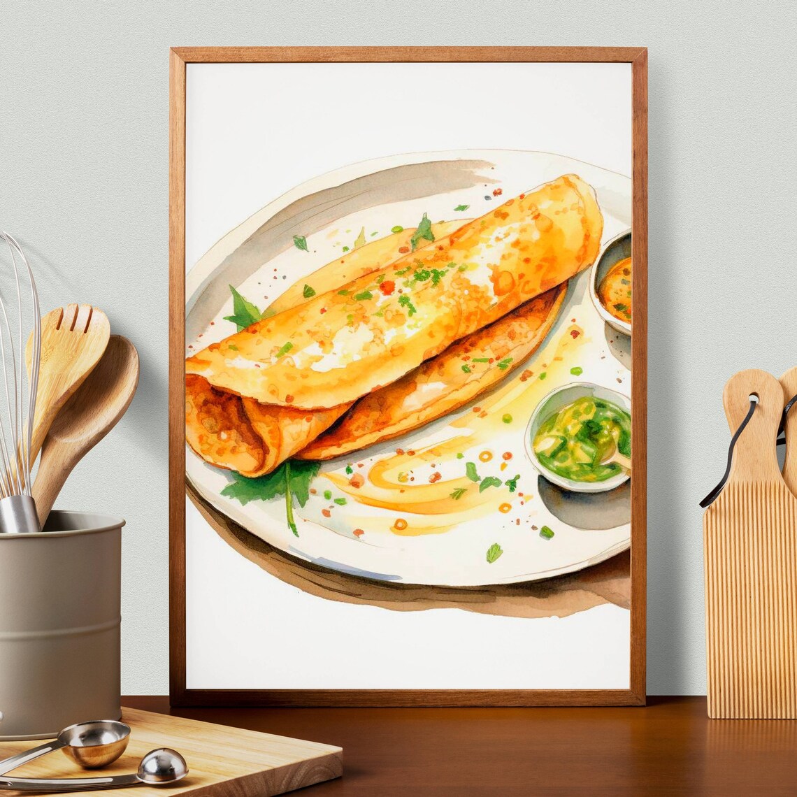 Masala Dosa Watercolor Printable Digital Art Indian Art - Etsy