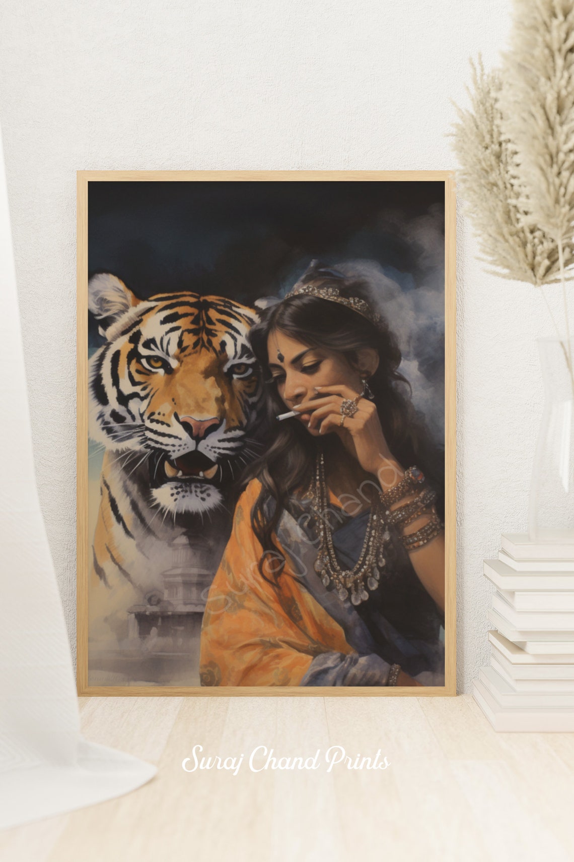 Indian Baddie Art Indian Art Indian Woman With Tiger Art Tiger - Etsy
