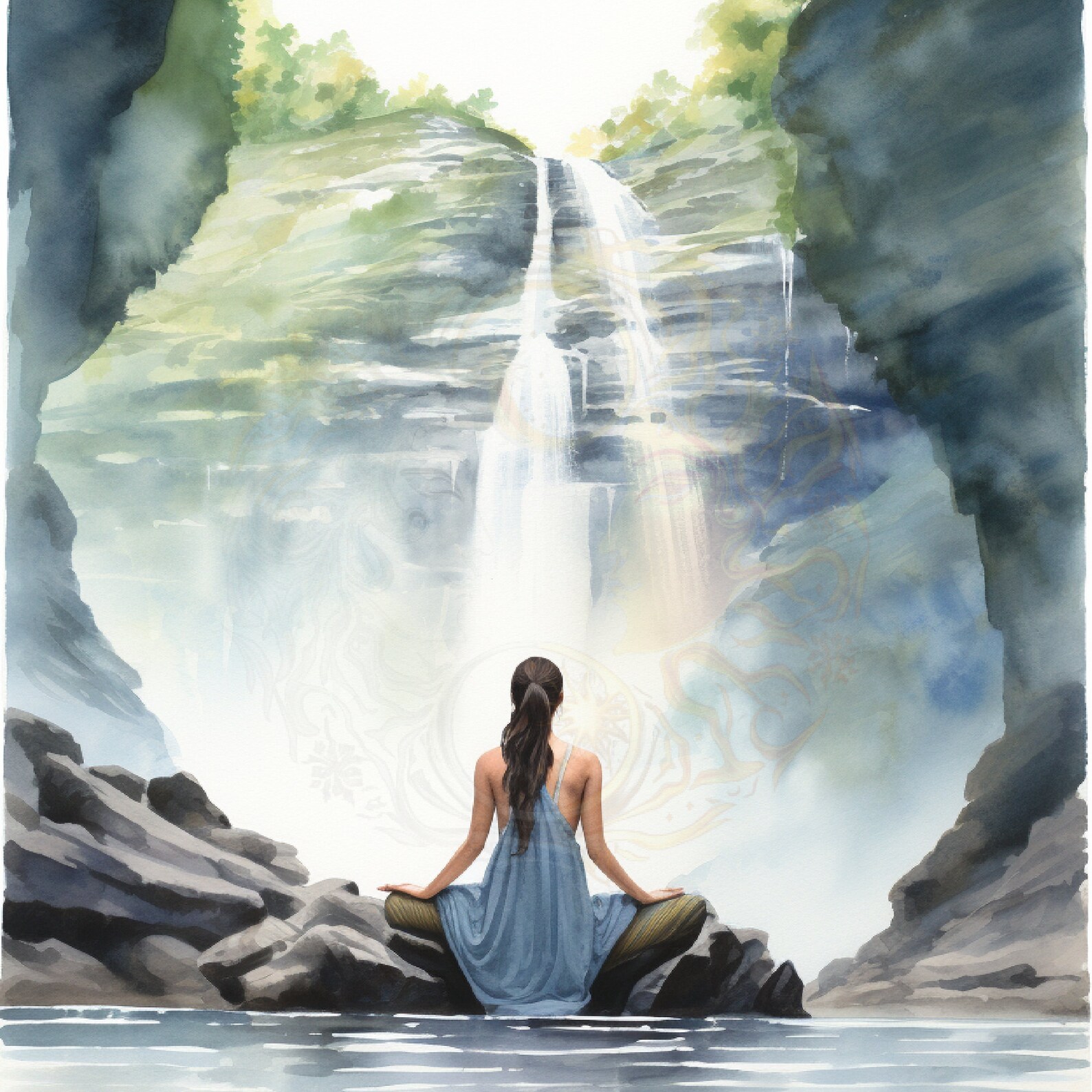 Yoga Waterfall Poster Art Minimalist Wall Art for Yoga Studio Zen ...