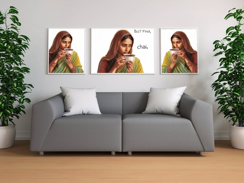 But First, Chai Indian Typograph Art, Vintage Poster, Desi Kitchen ...