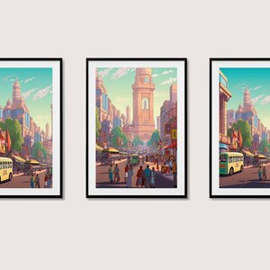 New Delhi Illustration Street Art Prints Modern City New Delhi Wall Art ...