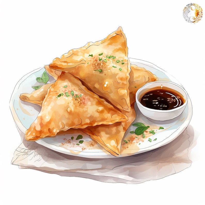 Watercolor Samosa Print Art Digital Download Indian Food Kitchen Décor ...