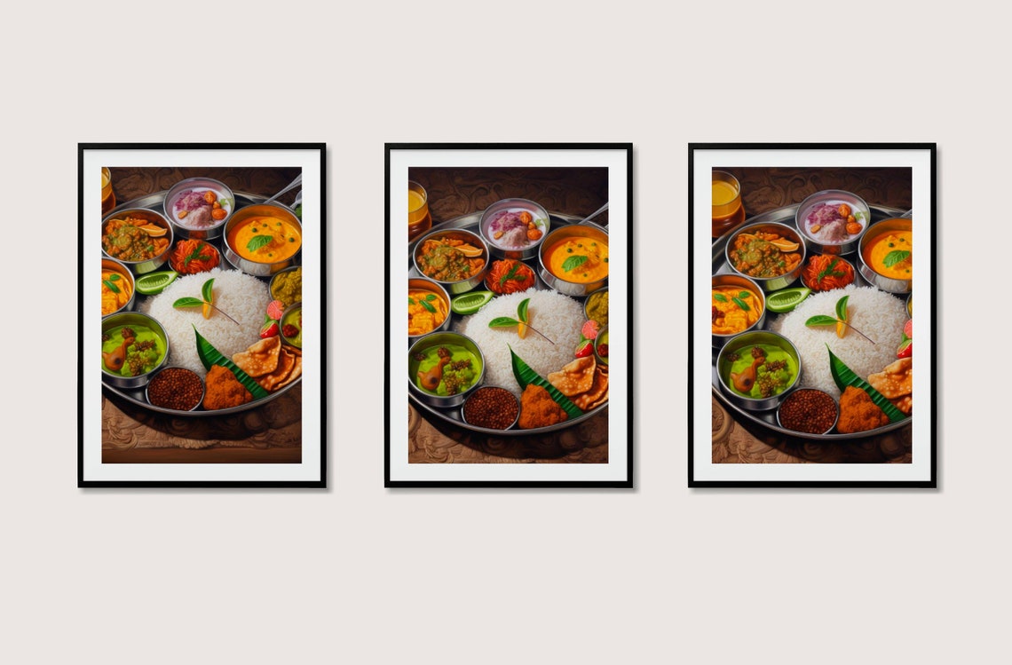 Indian Thali Art Print, Food Illustration (digital Download) - Etsy