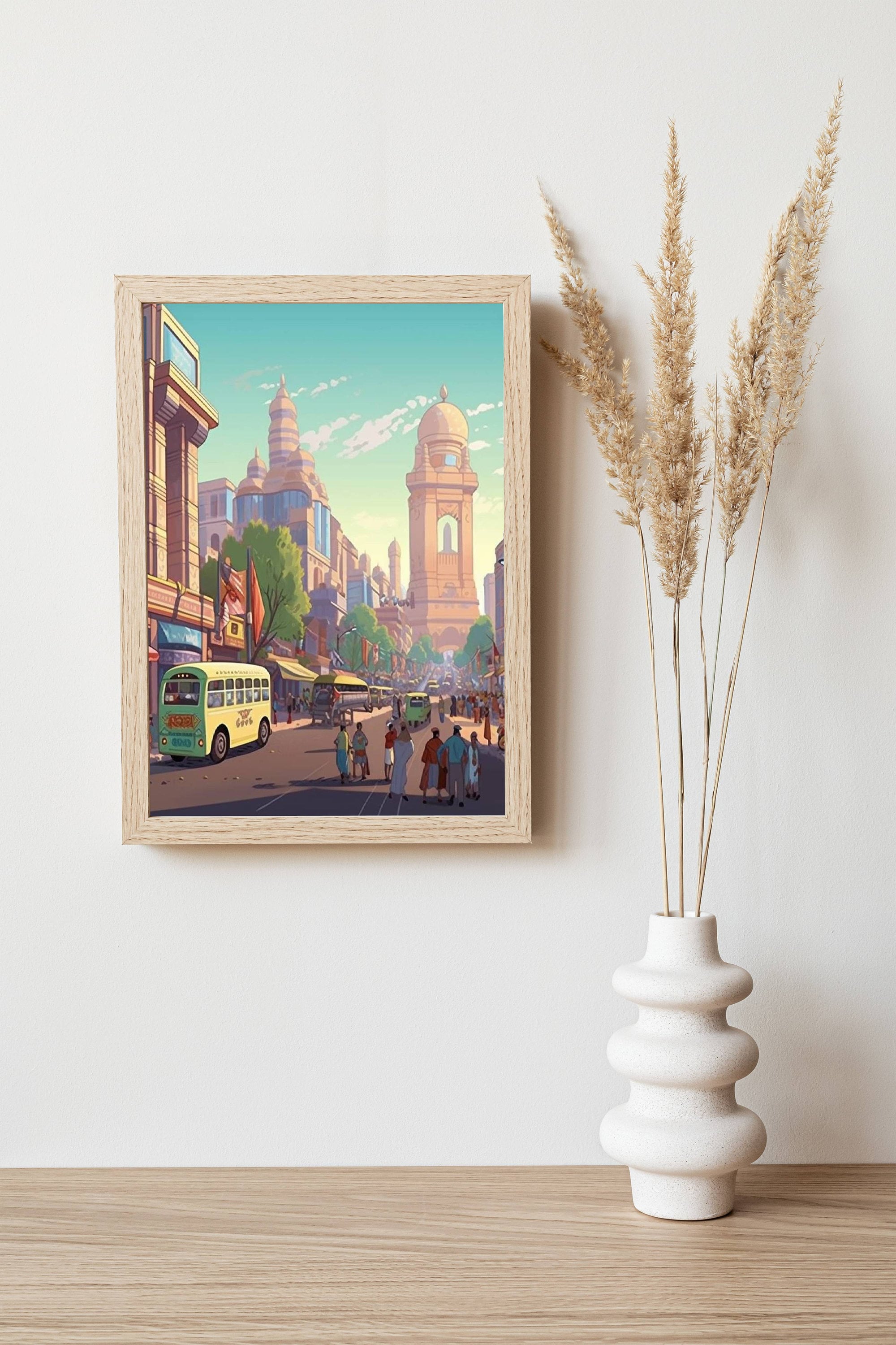 New Delhi Illustration Street Art Prints Modern City New Delhi Wall Art ...