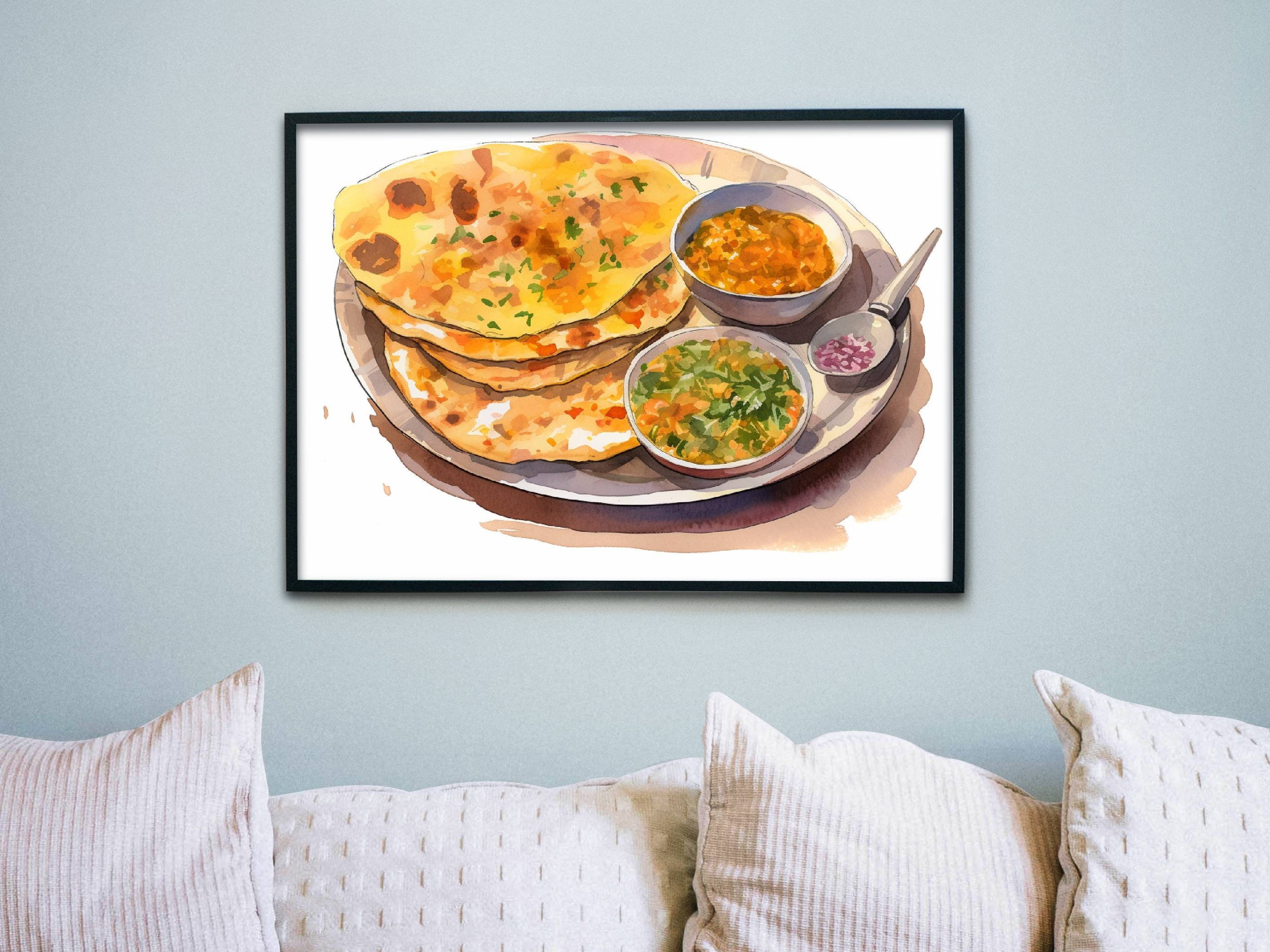 Roti and Dal | Indian Thali | Watercolor Painting| Digital Art | Food ...