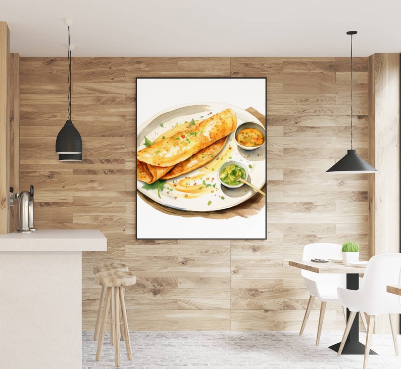 Masala Dosa Watercolor Printable Digital Art | Indian Art | Chennai ...